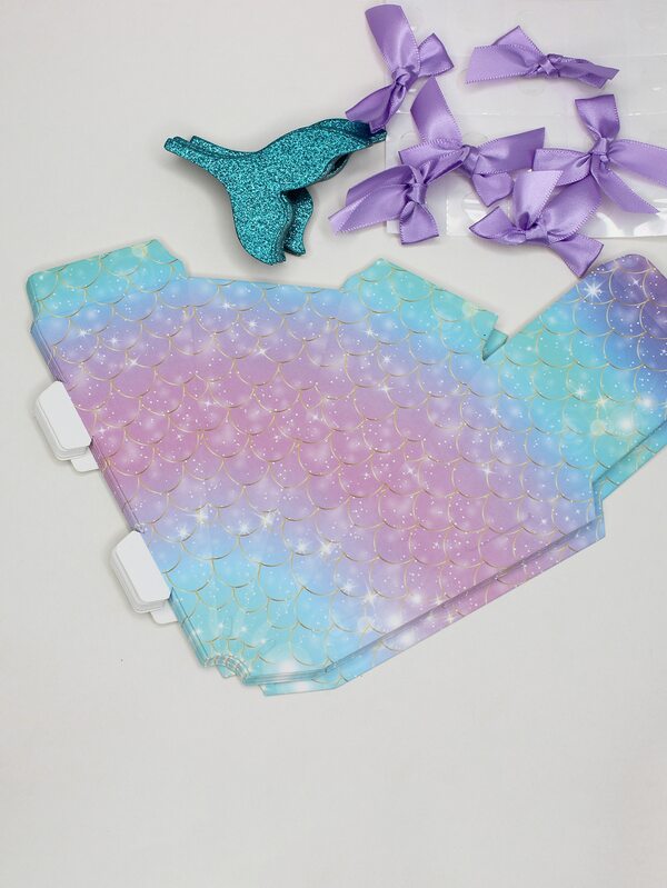 10pcs Fish Scale Print Mermaid Tail Shaped Gift Box | SHEIN UK