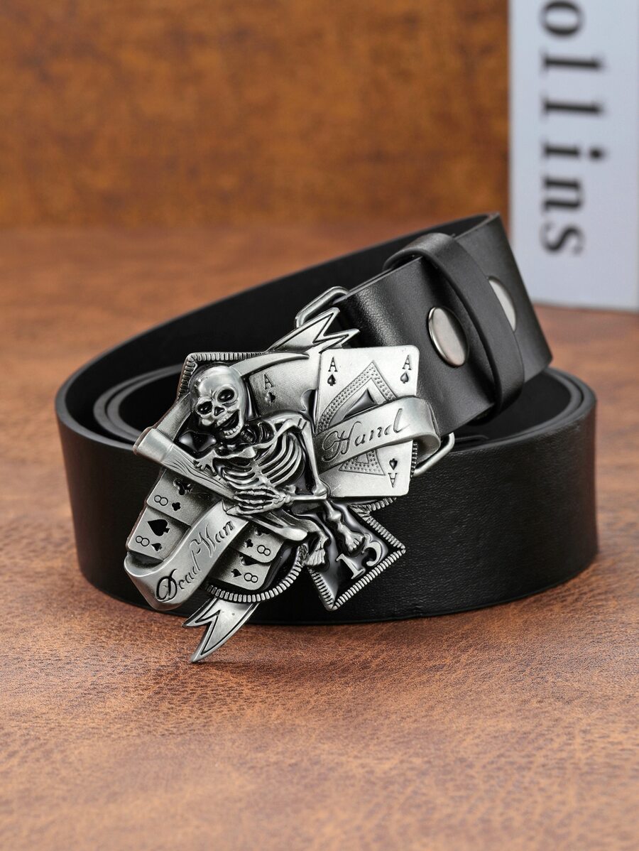 Men Playing Card & Skeleton Buckle Belt | SHEIN USA