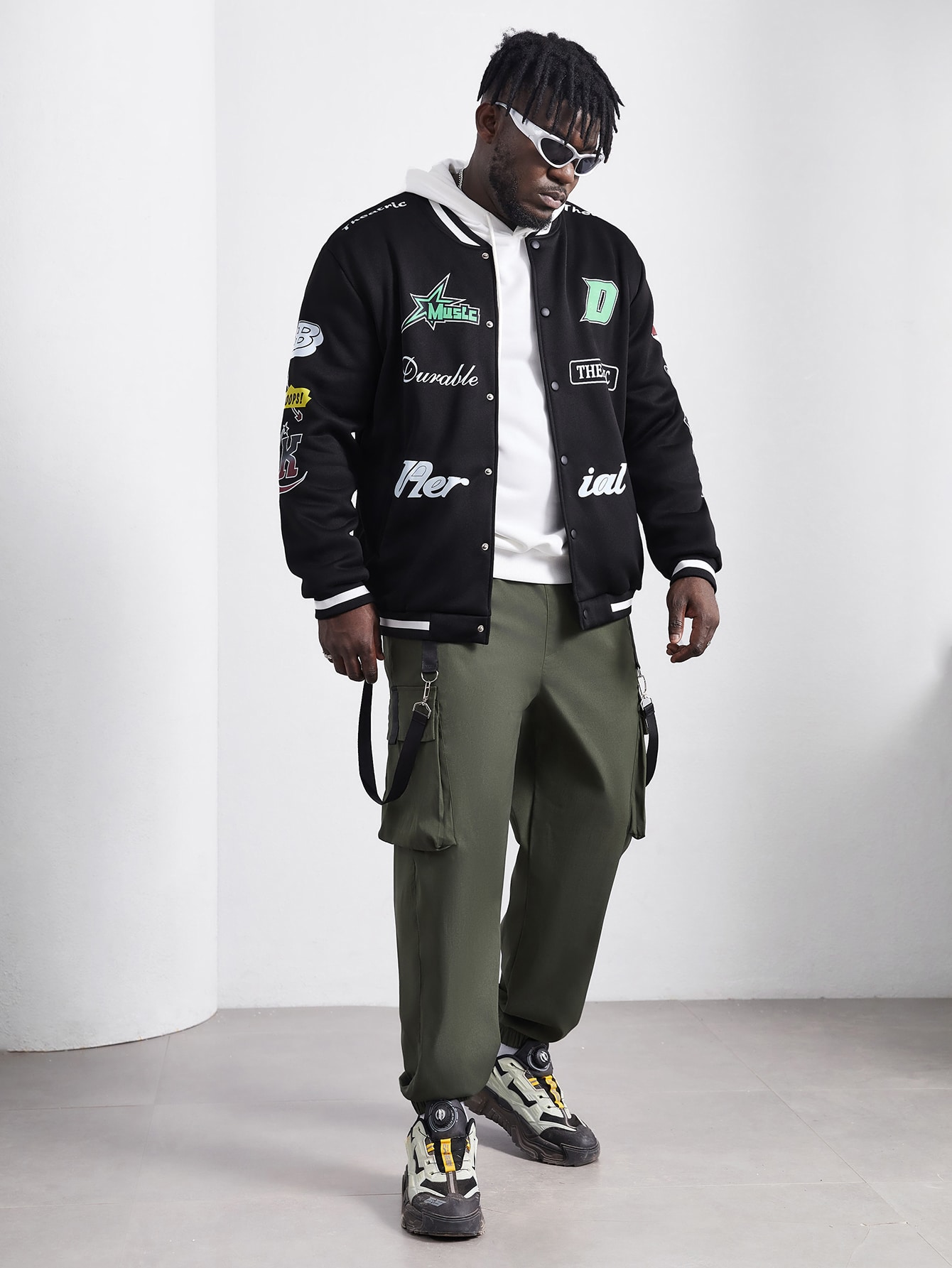 Manfinity Men Plus Letter Graphic Varsity Jacket | SHEIN USA