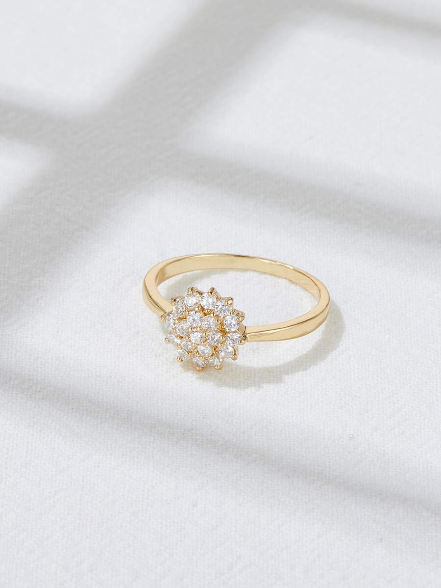 Cubic Zirconia Flower Decor Ring Valentines | SHEIN