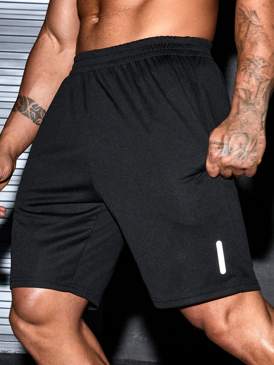 Manfinity Fitness Men Reflective Detail Sports Shorts Gym Shorts for ...