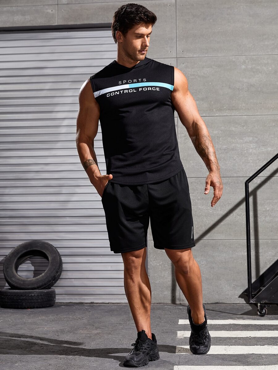 Manfinity Fitness Men Reflective Detail Sports Shorts Gym Shorts for ...