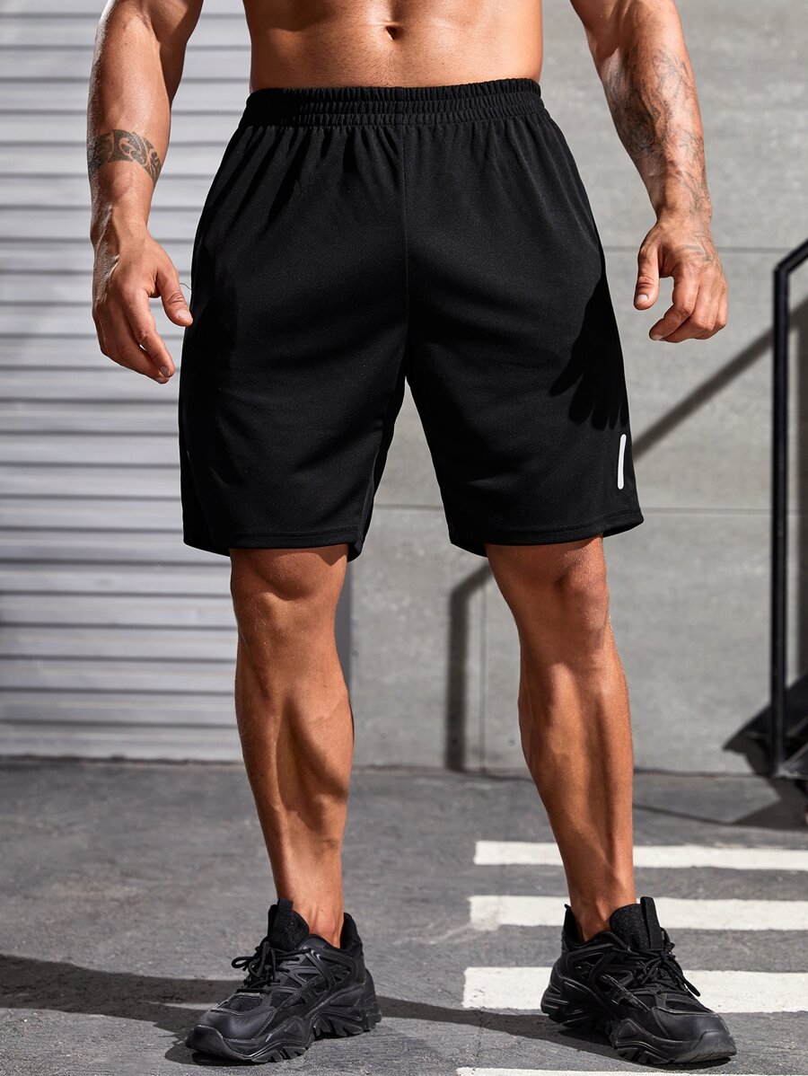 Manfinity Fitness Men Reflective Detail Sports Shorts Gym Shorts for ...