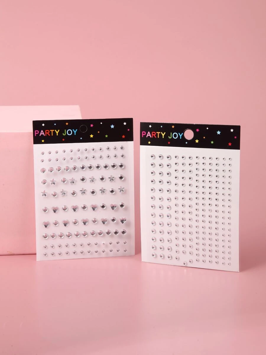 2Pcs 3D Star Heart Shape Body Diamond Stickers Silver White Various ...