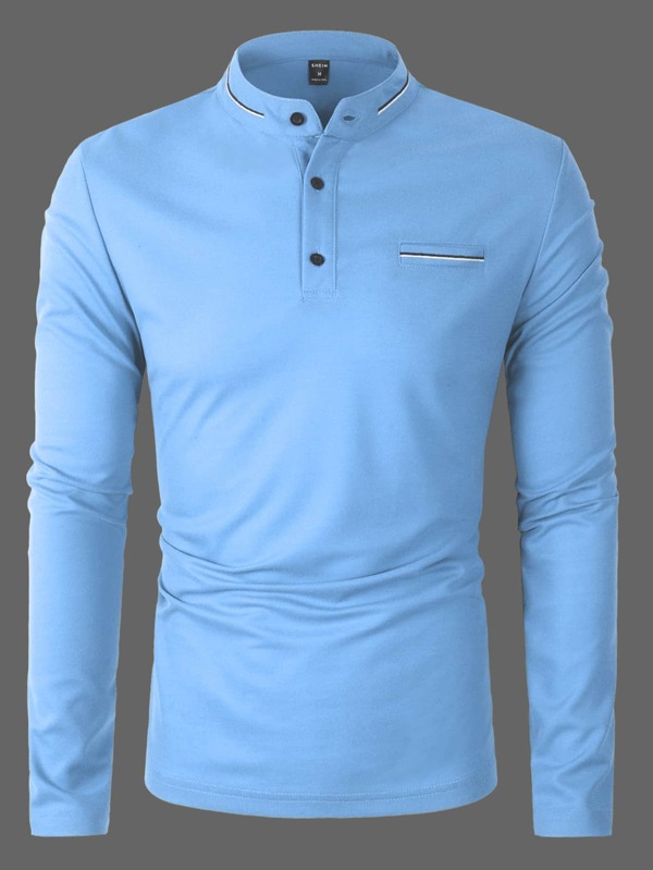 Manfinity Homme Men Half Button Polo Shirt | SHEIN UK