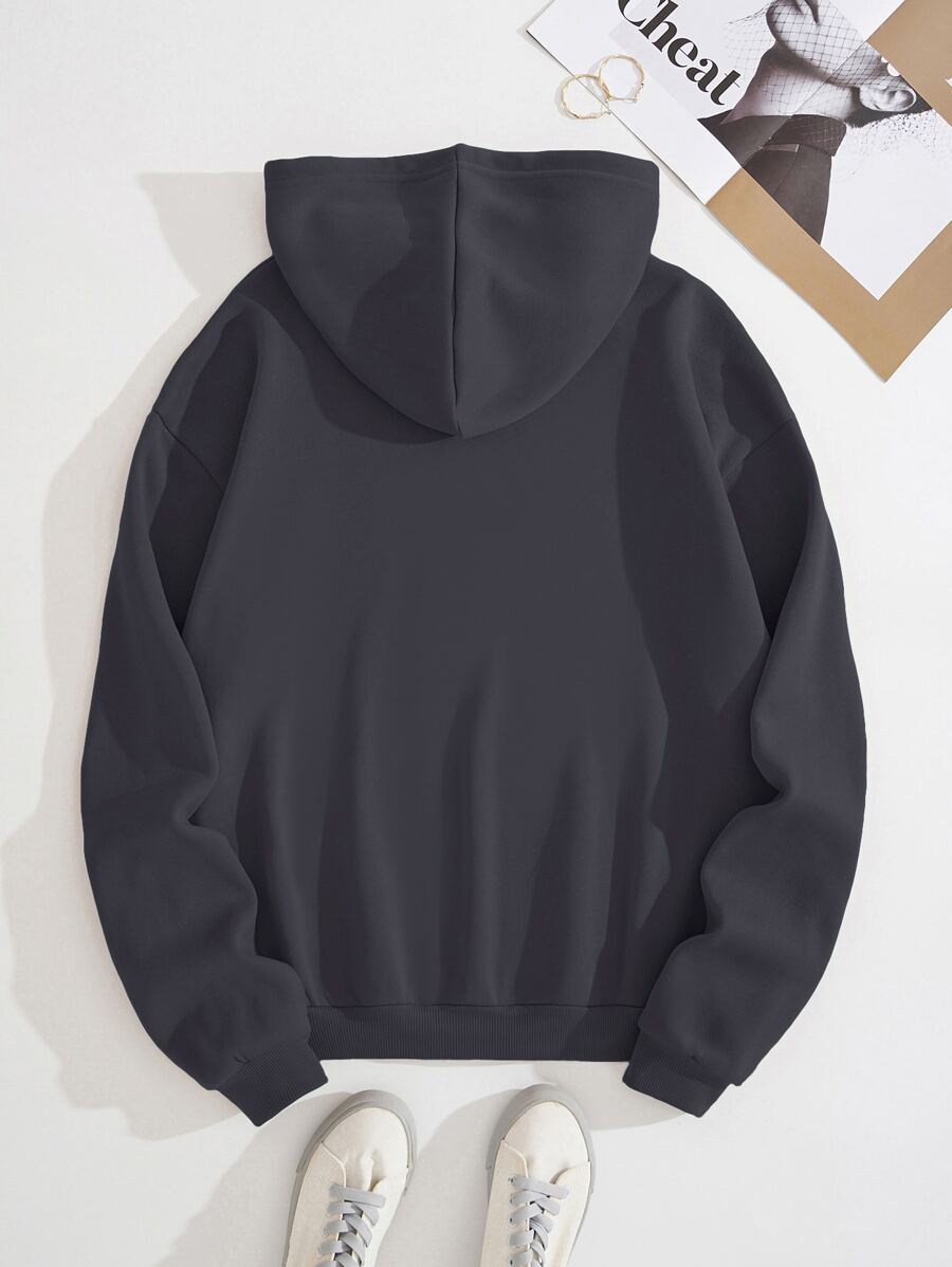 INAWLY Plus Solid Zip Up Drawstring Thermal Lined Hoodie, For Winter | SHEIN USA