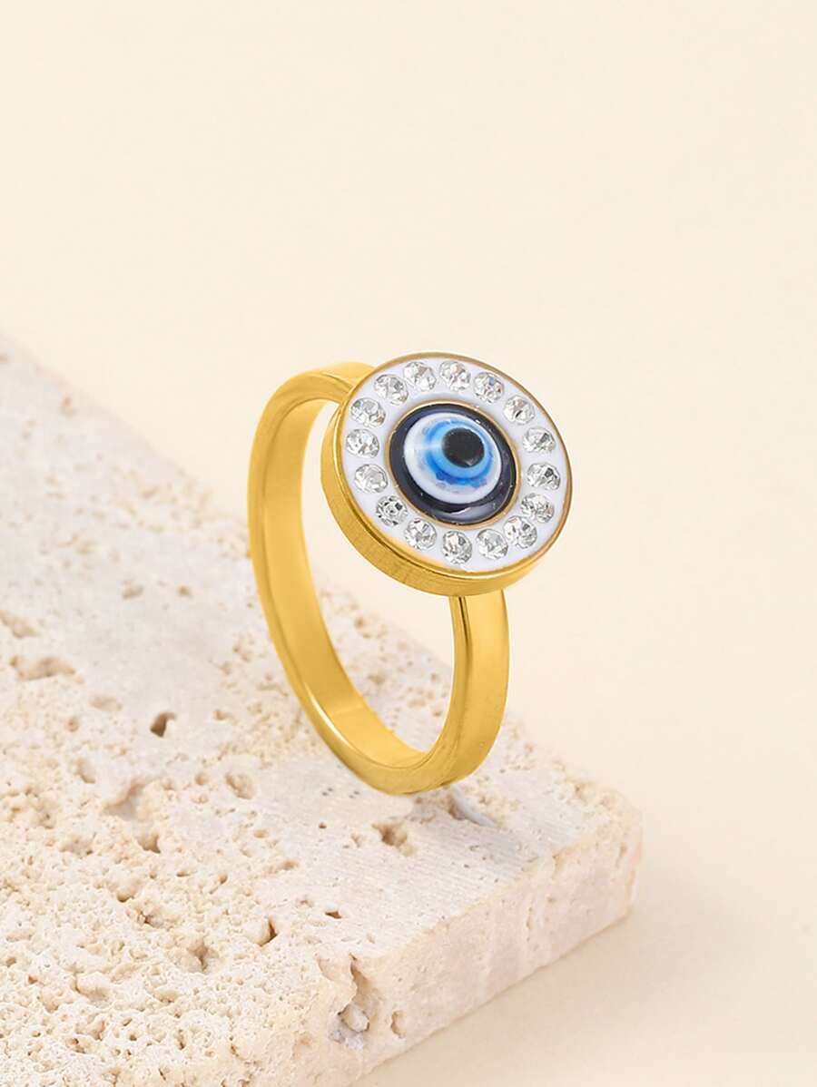 Rhinestone & Evil Eye Decor Ring | SHEIN USA