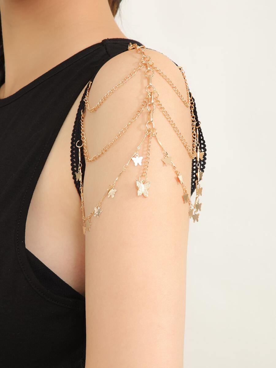 Butterfly Charm Layered Arm Chain | SHEIN USA