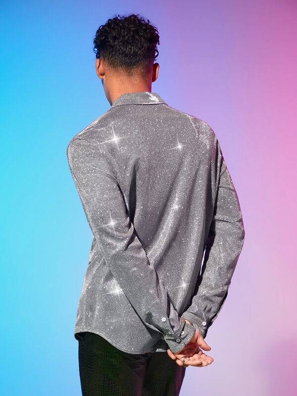 Manfinity AFTRDRK Men Glitter Button Front Shirt | SHEIN UK