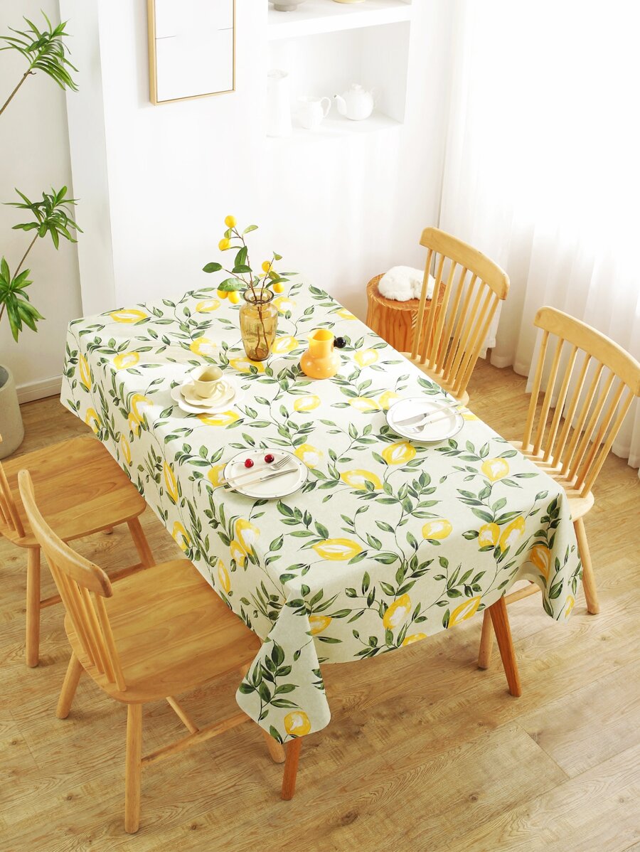 Tischdecke mit Zitrone & Blatt Muster, wasserfest | aktuelle Trends ...