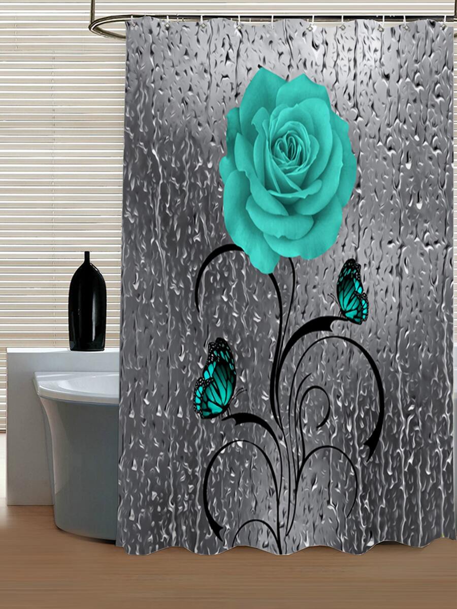 Floral Pattern Waterproof Shower Curtain Shein Usa