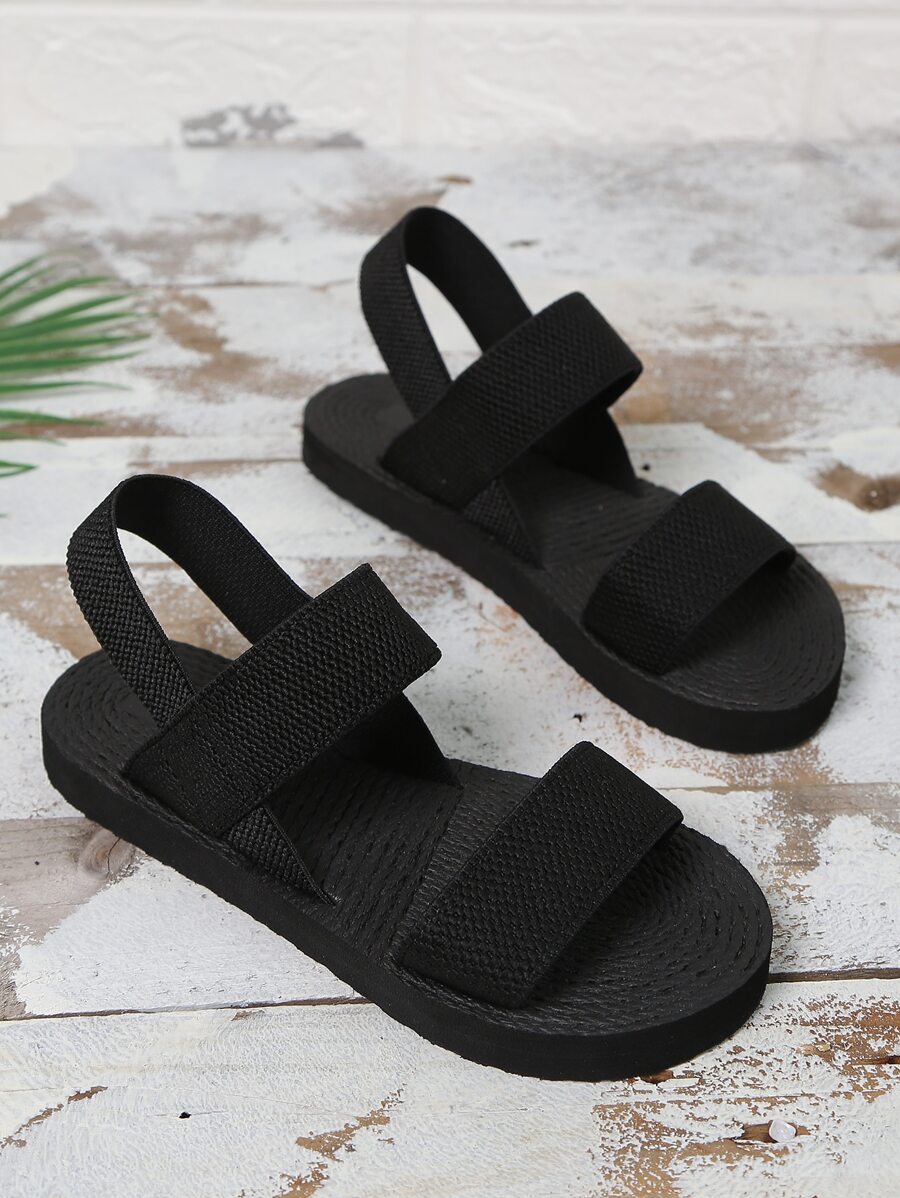 Elegant Black Slingback Sandals For Women, Minimalist Fabric Sandals ...