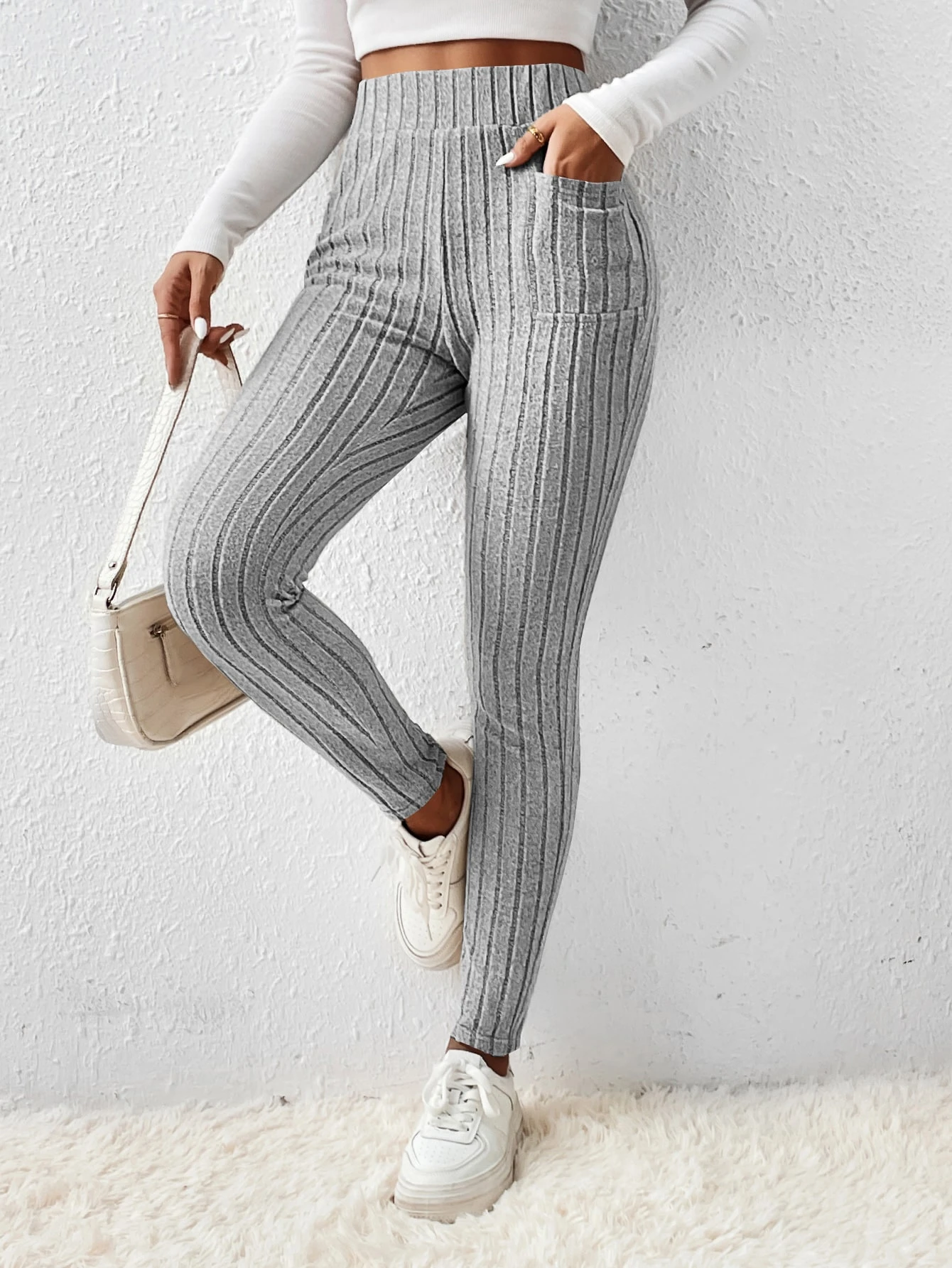 Shein Ezwear Leggings Mit Hoher Taille Rippenstrick Shein Schweiz