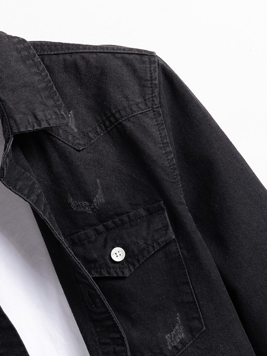 Manfinity Homme Men Cotton Flap Pocket Denim Shirt Without Tee | SHEIN USA Manfinity Homme Men Cotton Flap Pocket Denim Shirt Without Tee | SHEIN USA