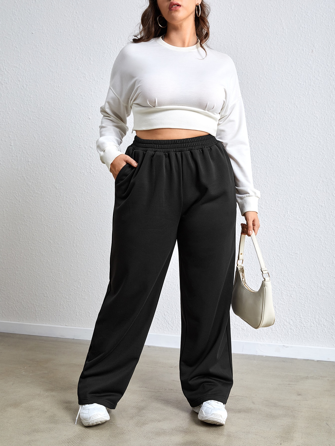SHEIN EZwear Plus Solid Slant Pocket Sweatpants | SHEIN USA