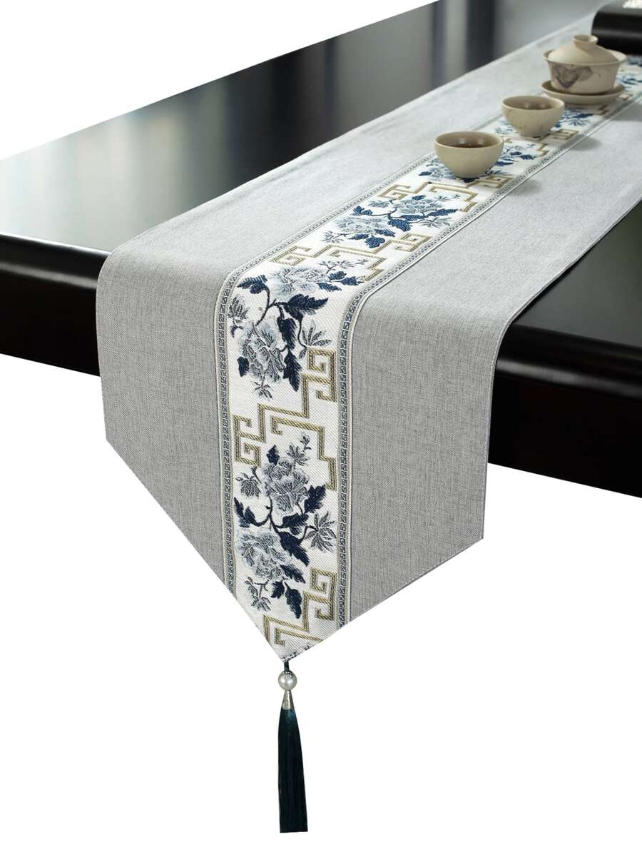 Floral Pattern Tassel Decor Waterproof Table Runner | SHEIN USA