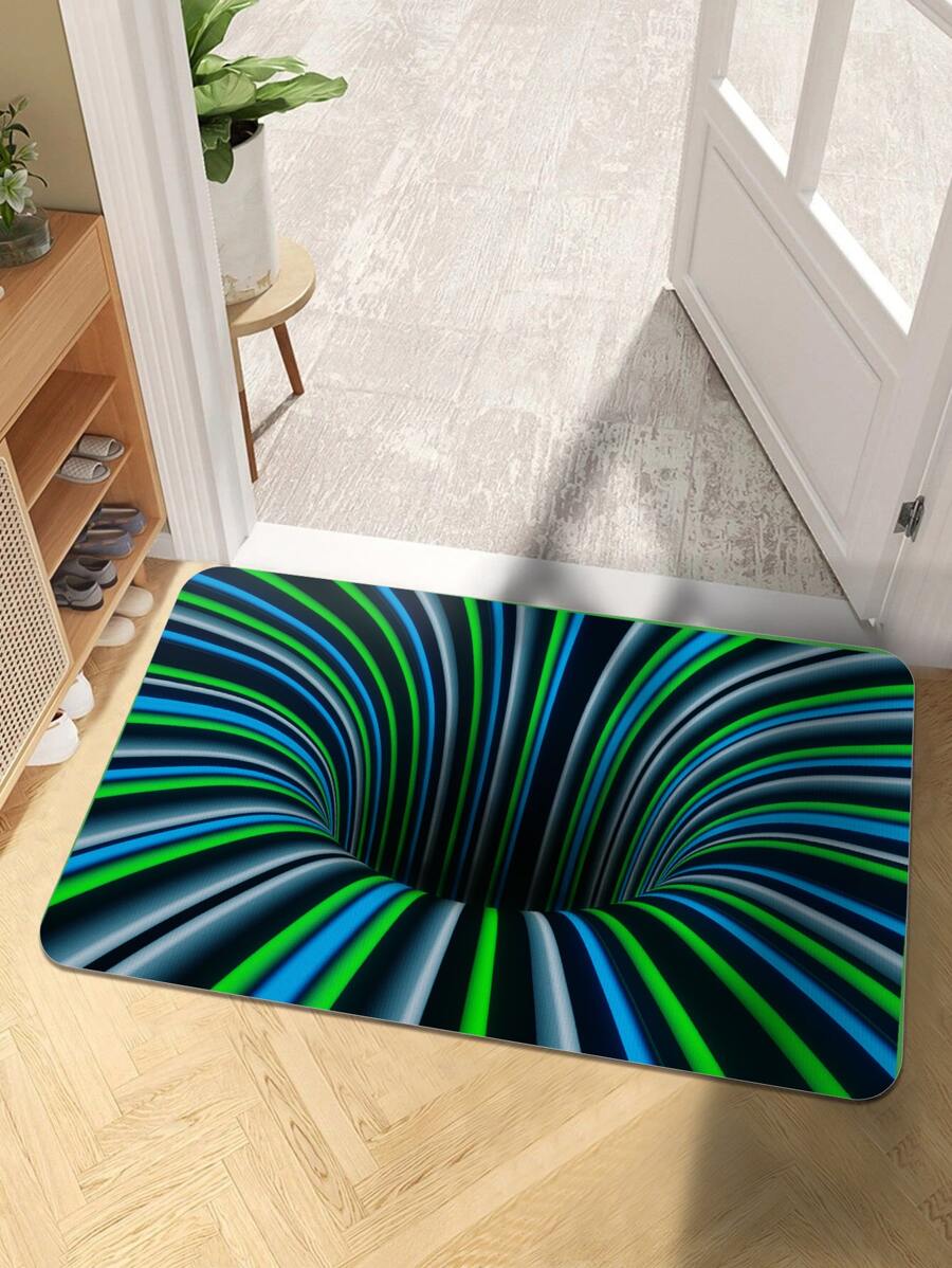 1pc Abstract Geometric Optical Anti-slip Decor Rug,3D Spiral Pattern ...