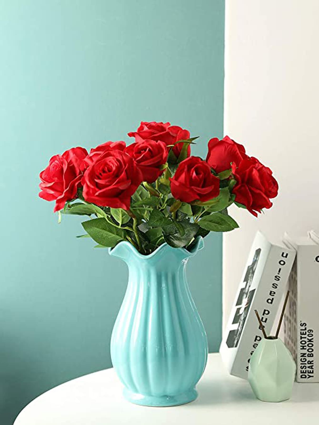 6/10/12pcs Artificial Silk Rose Bouquet With Long Stem, Realistic ...