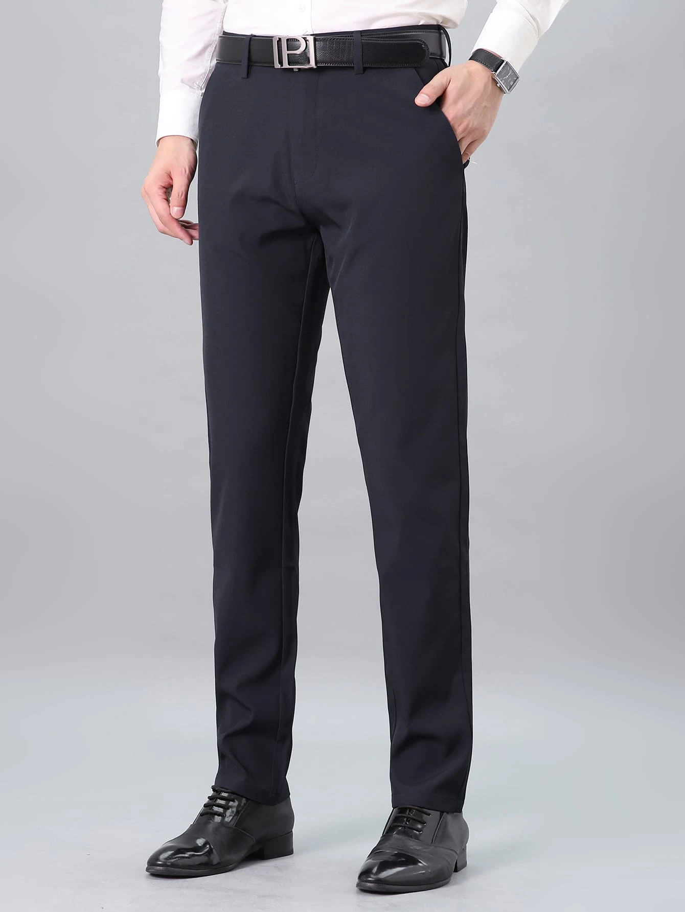 Men Solid Slant Pocket Suit Pants Without Belt Dress Pants | SHEIN USA