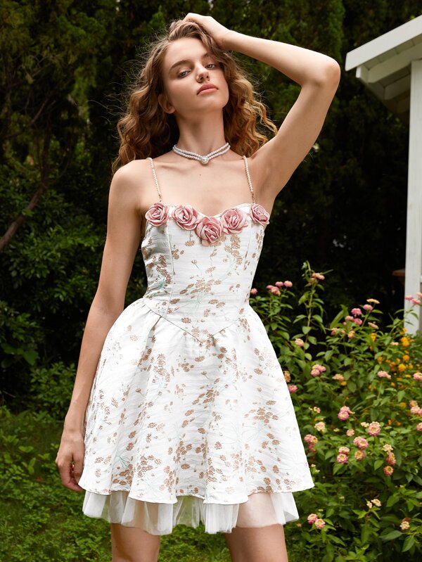 SHEIN MOD Floral Print Applique Detail Dress | SHEIN USA