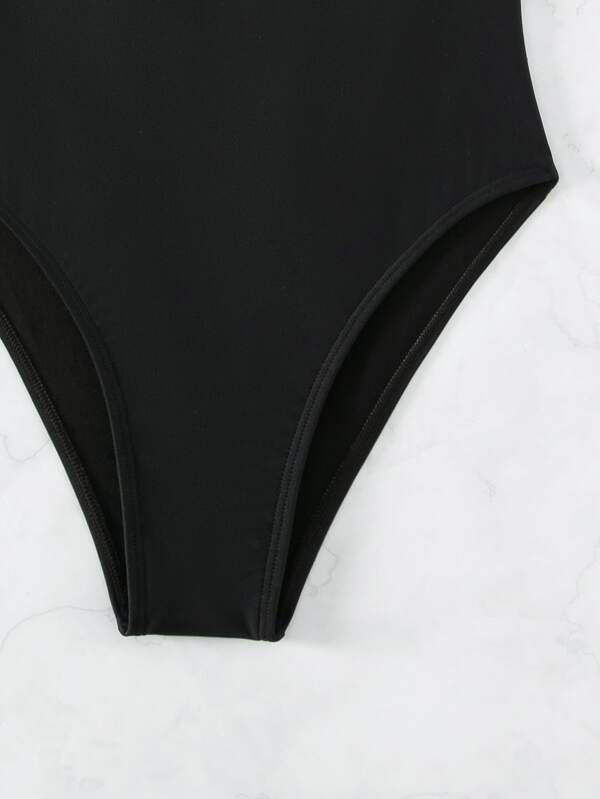 Shein Swim Bae Plain Criss Cross One Piece Swimsuit Shein Usa