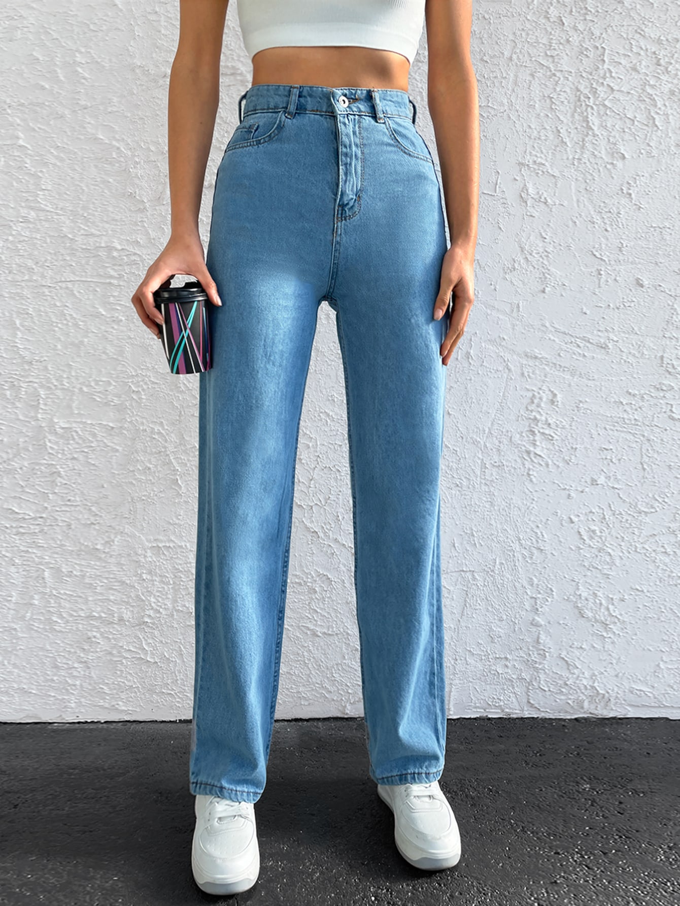 Cottnline Jean droit taille haute | Mode en ligne | SHEIN FRANCE