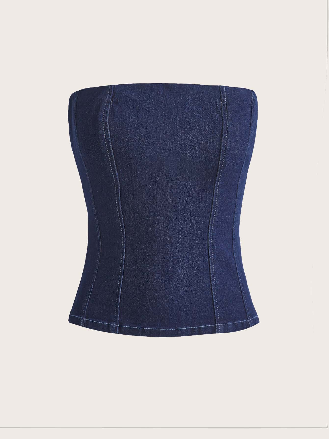 SHEIN MOD Lace Up Back Denim Tube Top | SHEIN USA