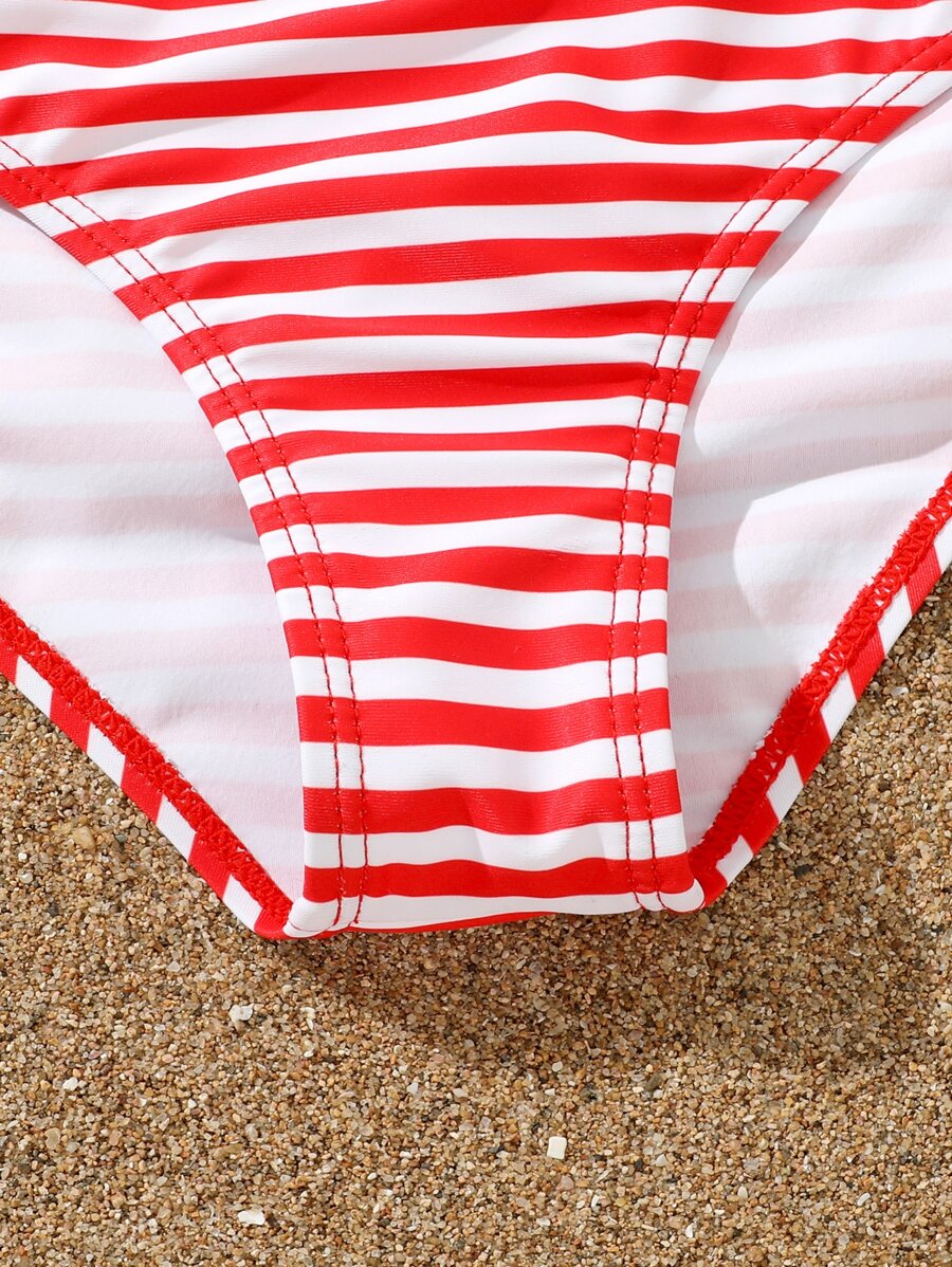 Tween Girl Striped & Watermelon Print Ruffle Hem Tankini Summer Beach ...