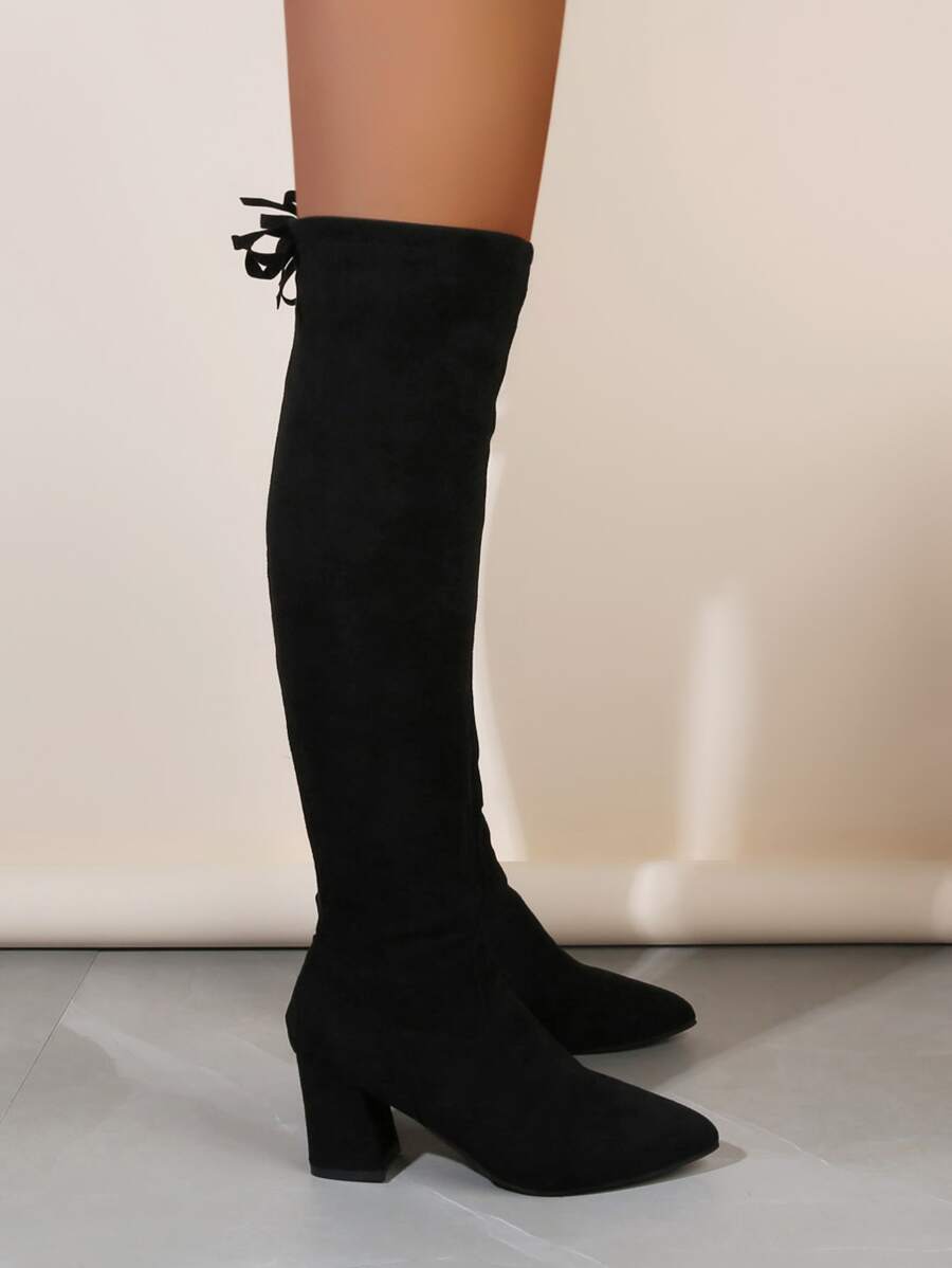 Women's High Heel Fall/Winter Knee/Thigh High Boots With Chunky Heel ...