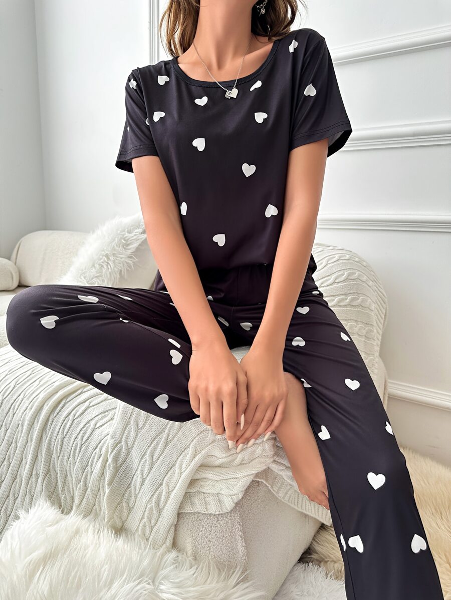 Heart Print Pajama Set | SHEIN
