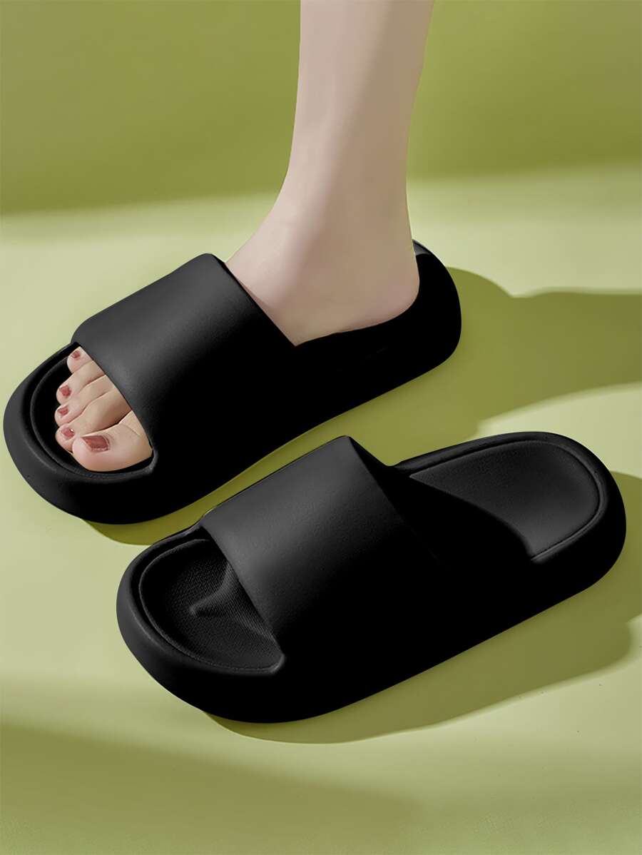 Minimalist Single Band Slides, One-piece Molded Plastic Sole Stylish ...