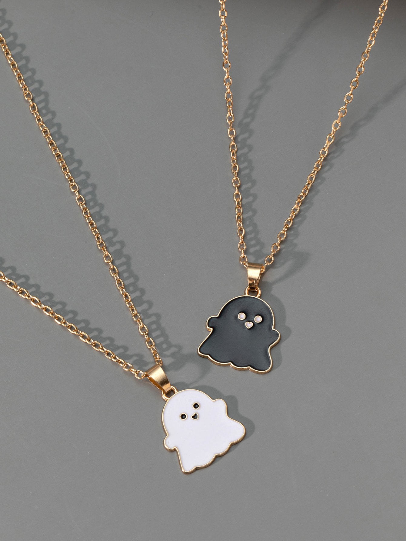 2pcs Couple Ghost Pendant Necklace
