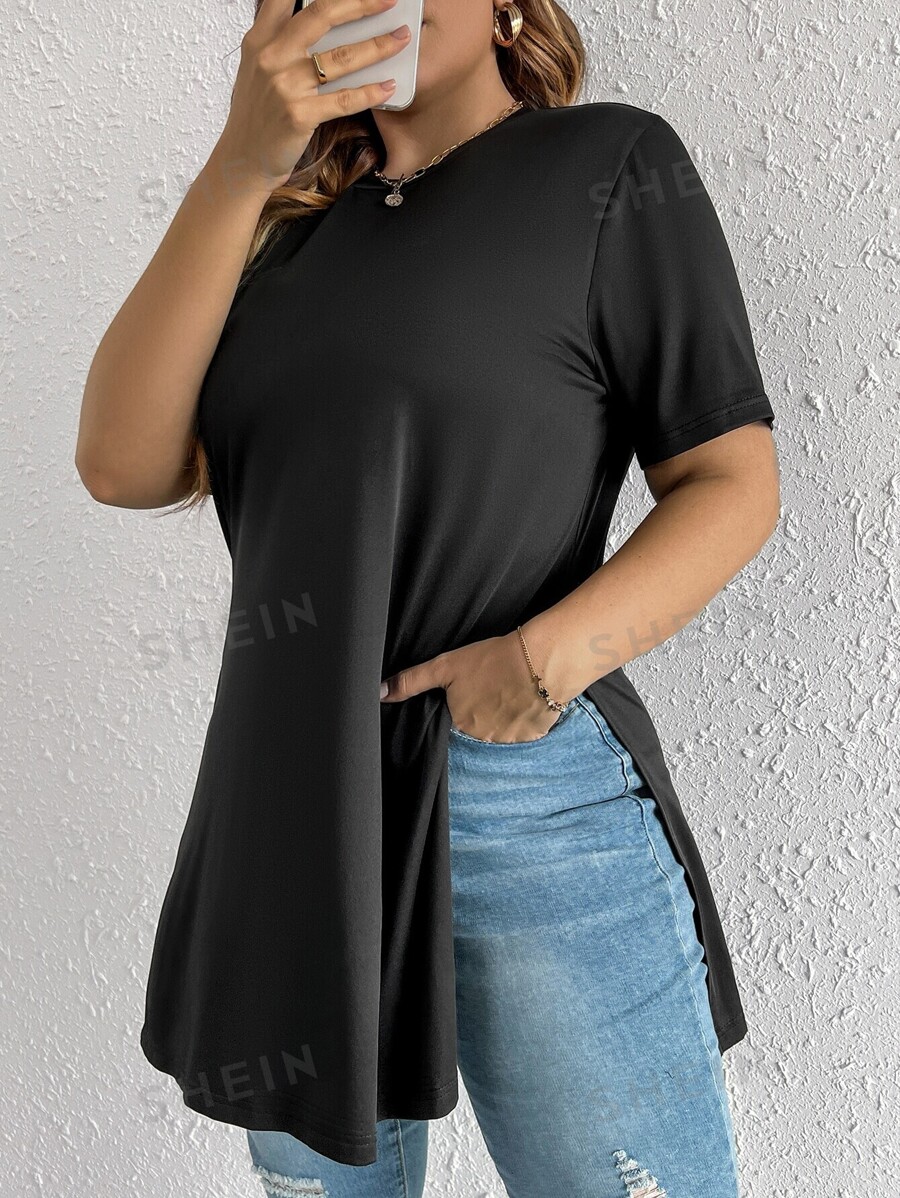 SHEIN LUNE Plus Split Hem Tee | SHEIN UK