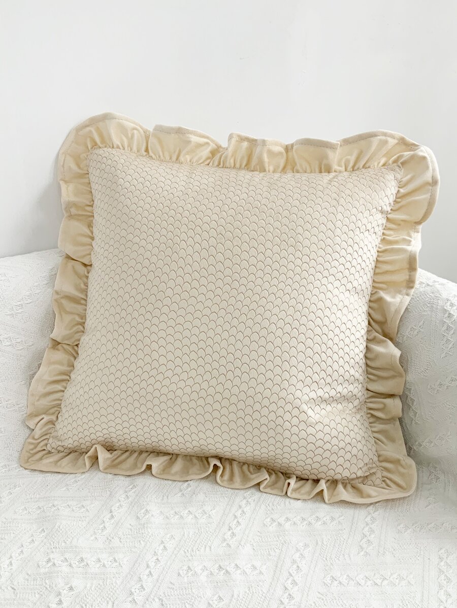 Fish Scales Pattern Ruffle Trim Cushion Cover Without Filler | SHEIN USA