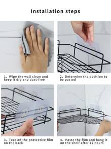 1pc Bathroom Shelf, Shower Caddy Rack, Bathroom Kitchen No Punching ...