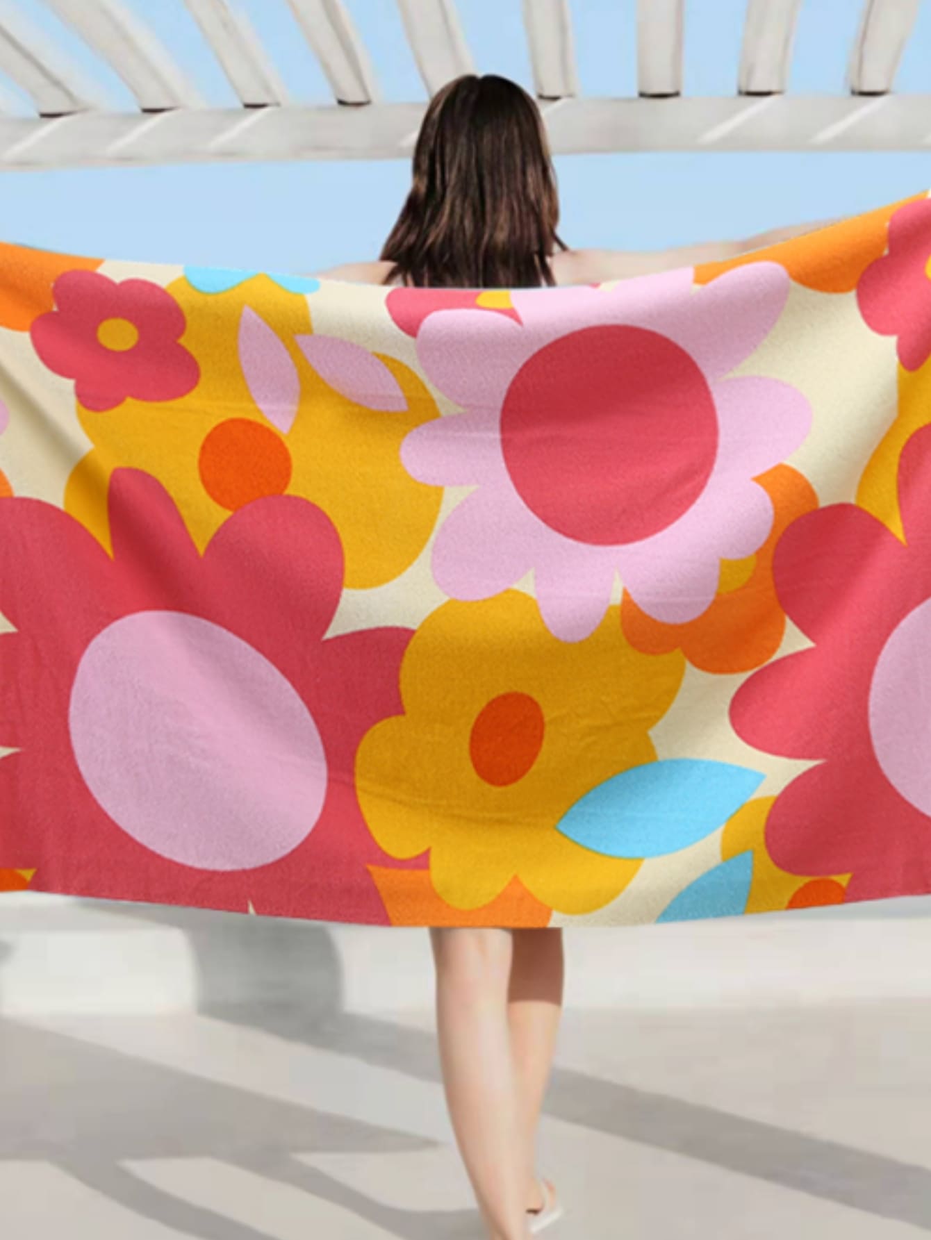 1pc Floral Pattern Beach Towel