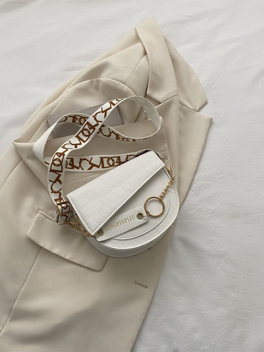 Mini Crocodile Embossed Flap Saddle Bag | SHEIN USA