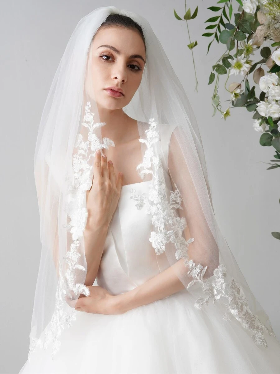 Floral Embroidery Bridal Veil | SHEIN USA