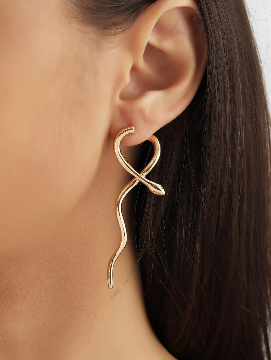 Snake Design Earring Jackets Double Heart Pendant Necklace | SHEIN UK