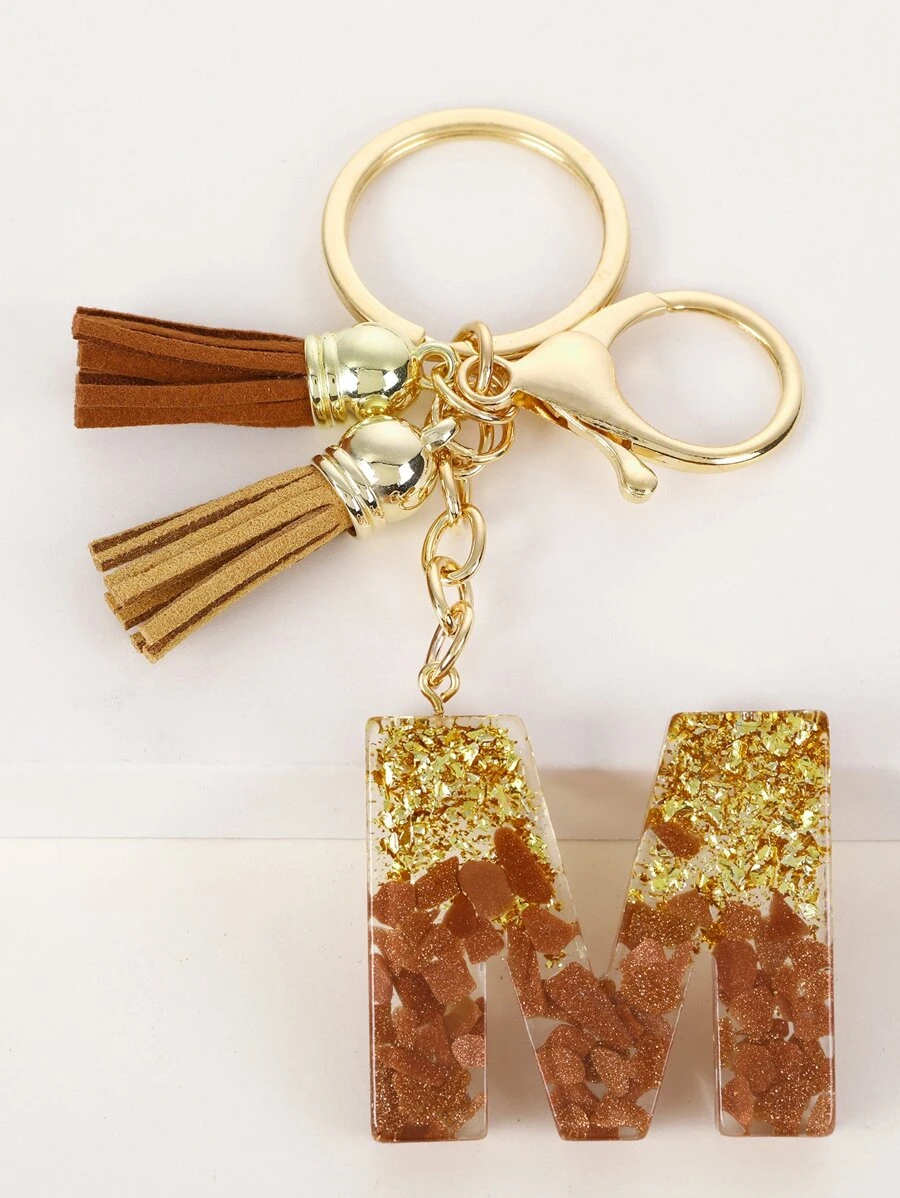 Tassel & Letter Charm Keychain | SHEIN USA