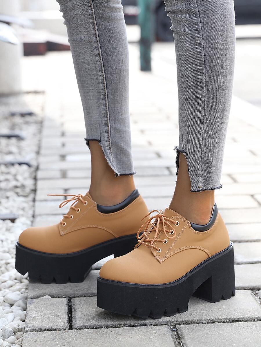 Lace-up Front Platform Oxford Shoes | SHEIN USA