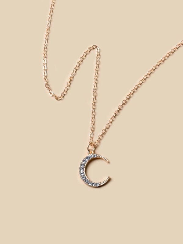 Rhinestone Moon Pendant Necklace | SHEIN UK Rhinestone Moon Pendant Necklace | SHEIN UK
