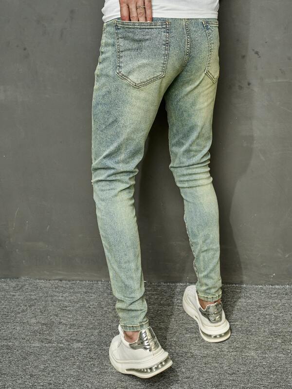 Manfinity LEGND Men Cotton Letter Embroidery Ripped Jeans | SHEIN USA