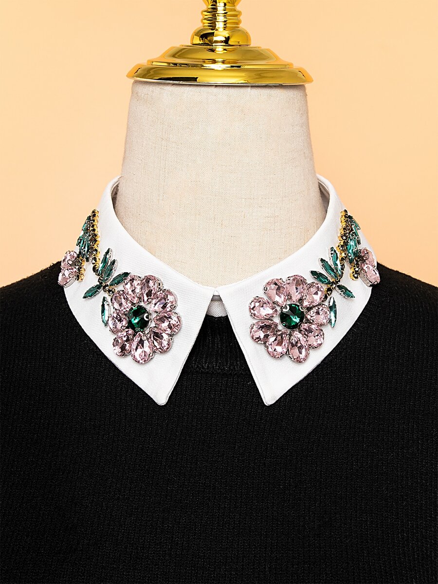 Rhinestone Flower Decor Dickey Collar Elegant For Women Girls Gifts ...