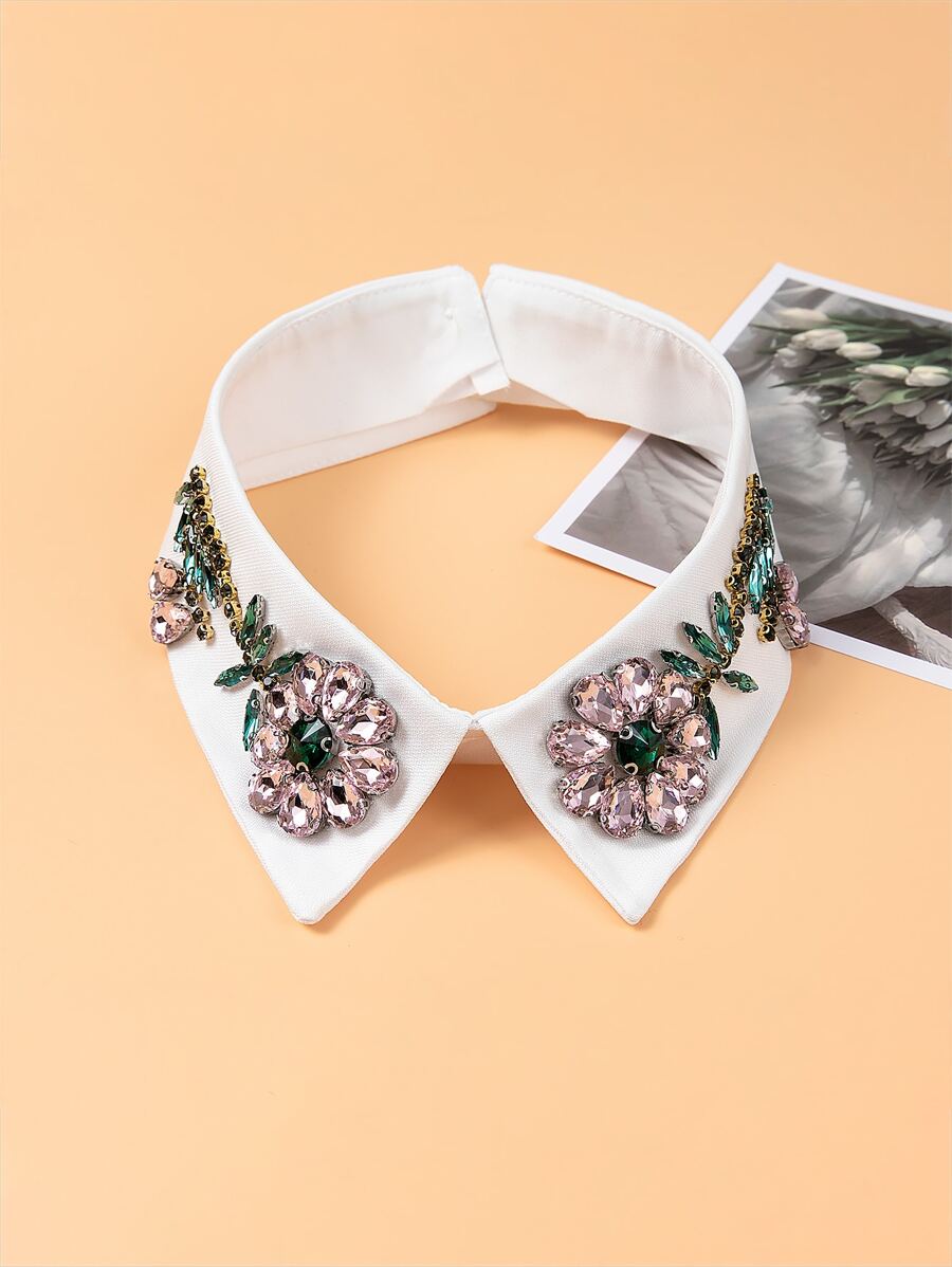 Rhinestone Flower Decor Dickey Collar Elegant For Women Girls Gifts ...