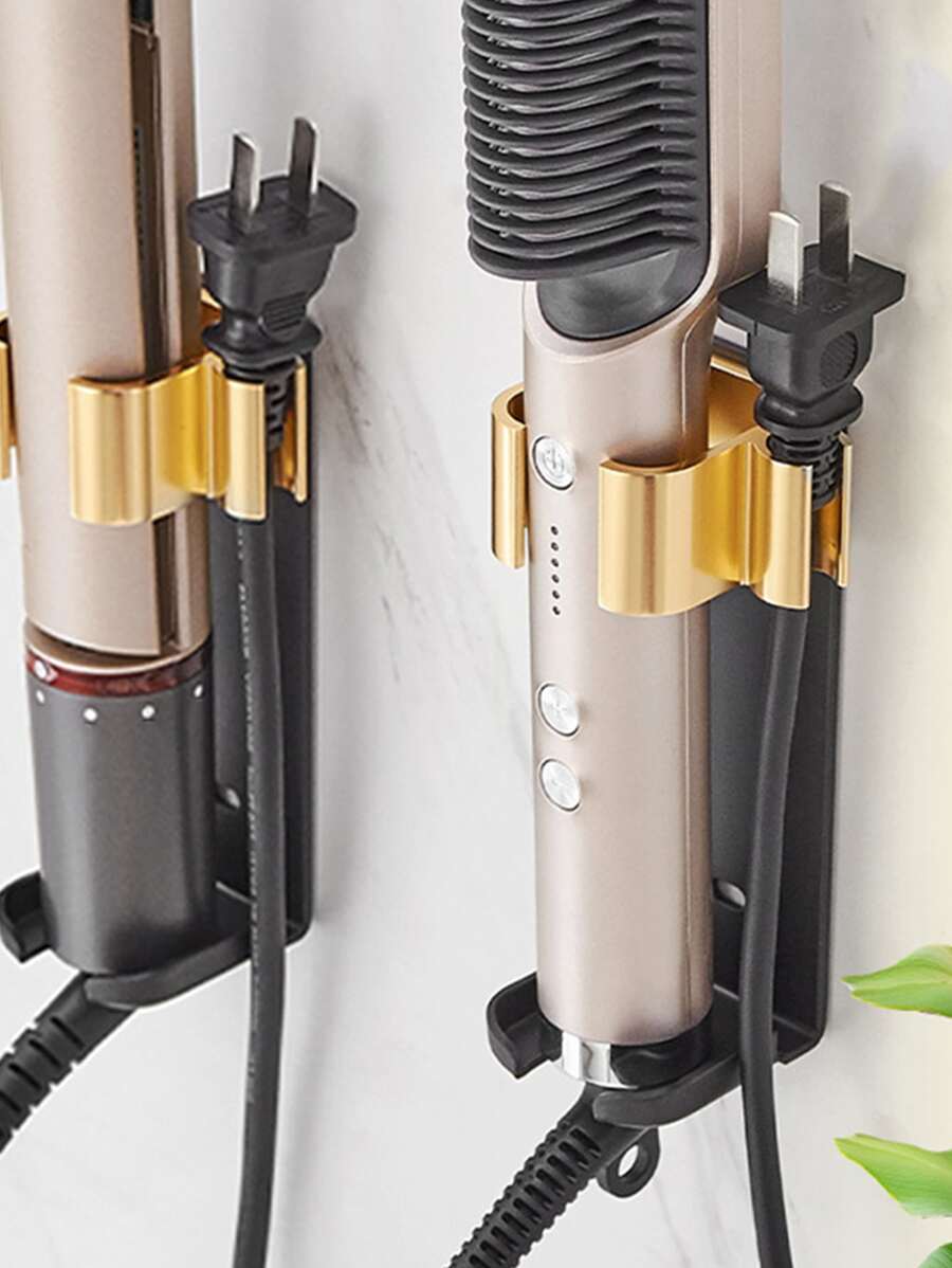 1pc Large Space Aluminum Black Hair Styling Tool Holder For Bathroom ...