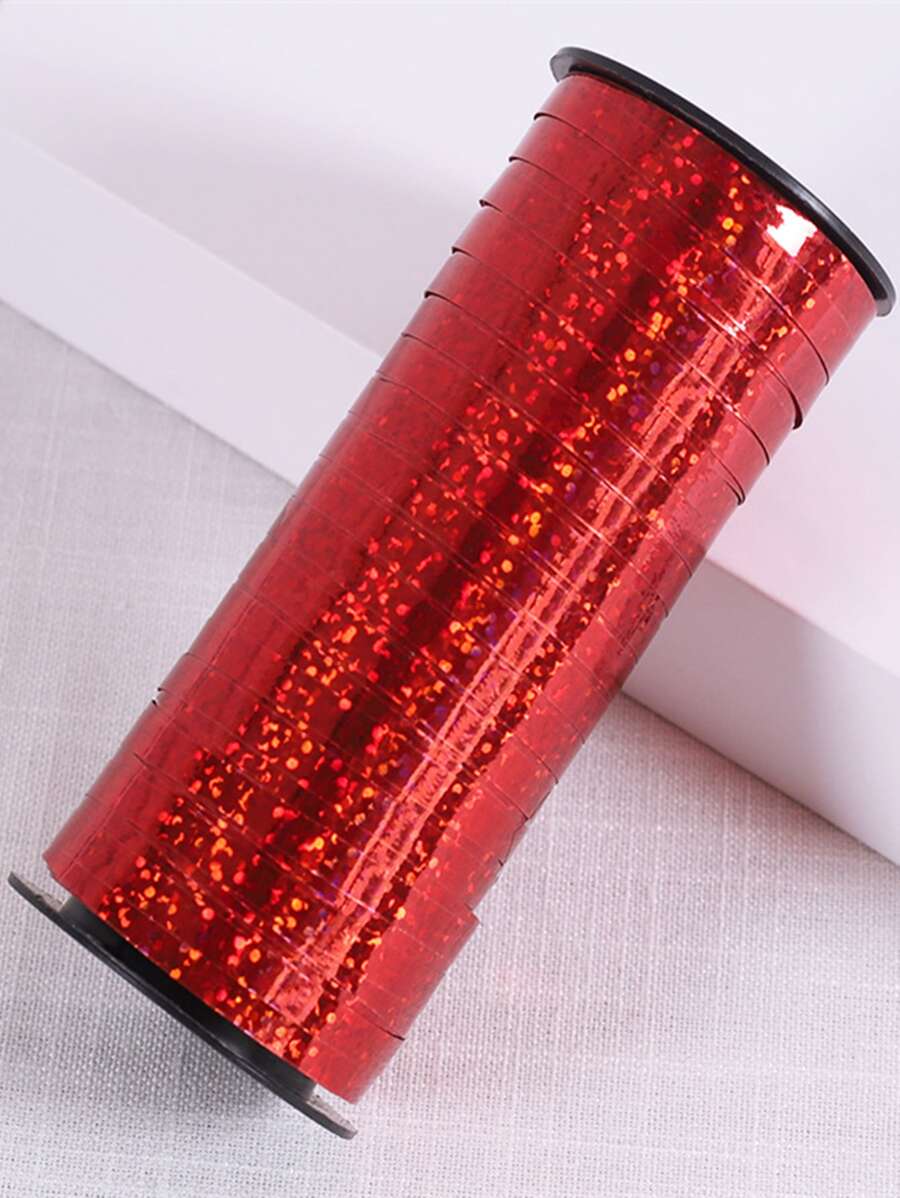 1roll Holographic Balloon Ribbon, Metallic Red Balloon Tying Strip For ...