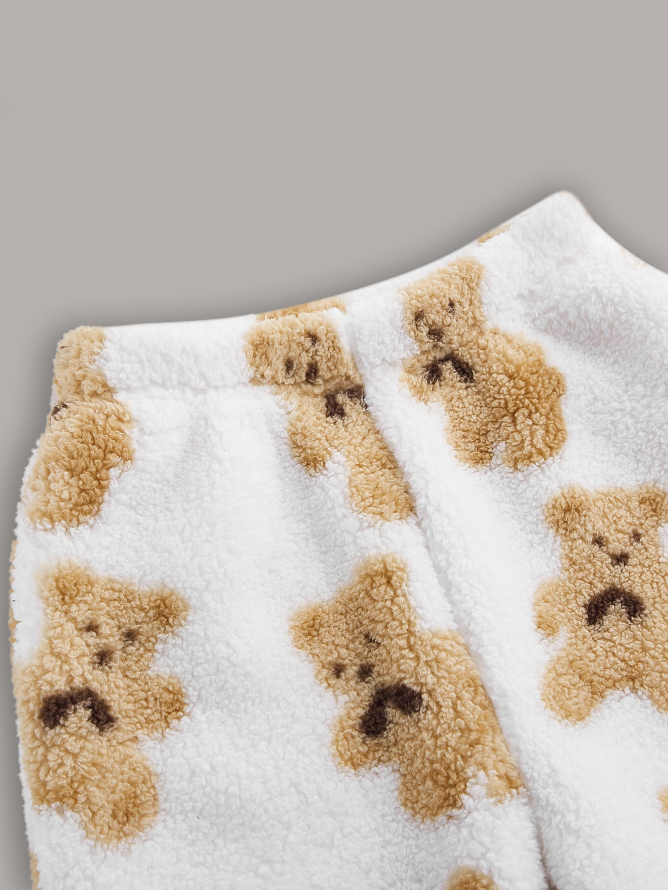 SHEIN Qutie Bear Pattern Teddy Pants | SHEIN USA