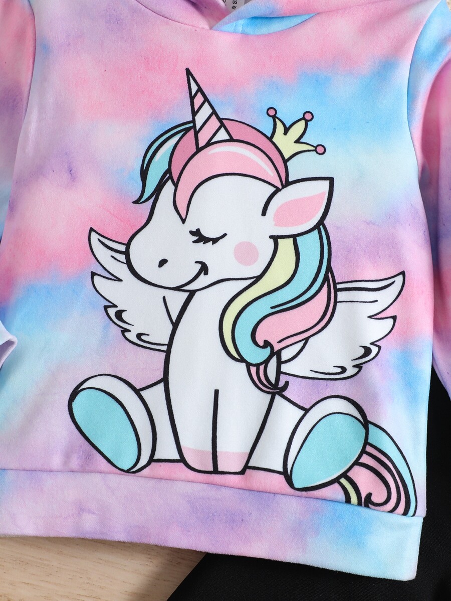 SHEIN Young Girl Unicorn Print Tie Dye Hoodie & Pants | SHEIN USA