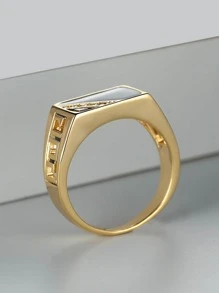 Fashionable and Popular Men Square & Rhinestone Decor Ring Copper for ...